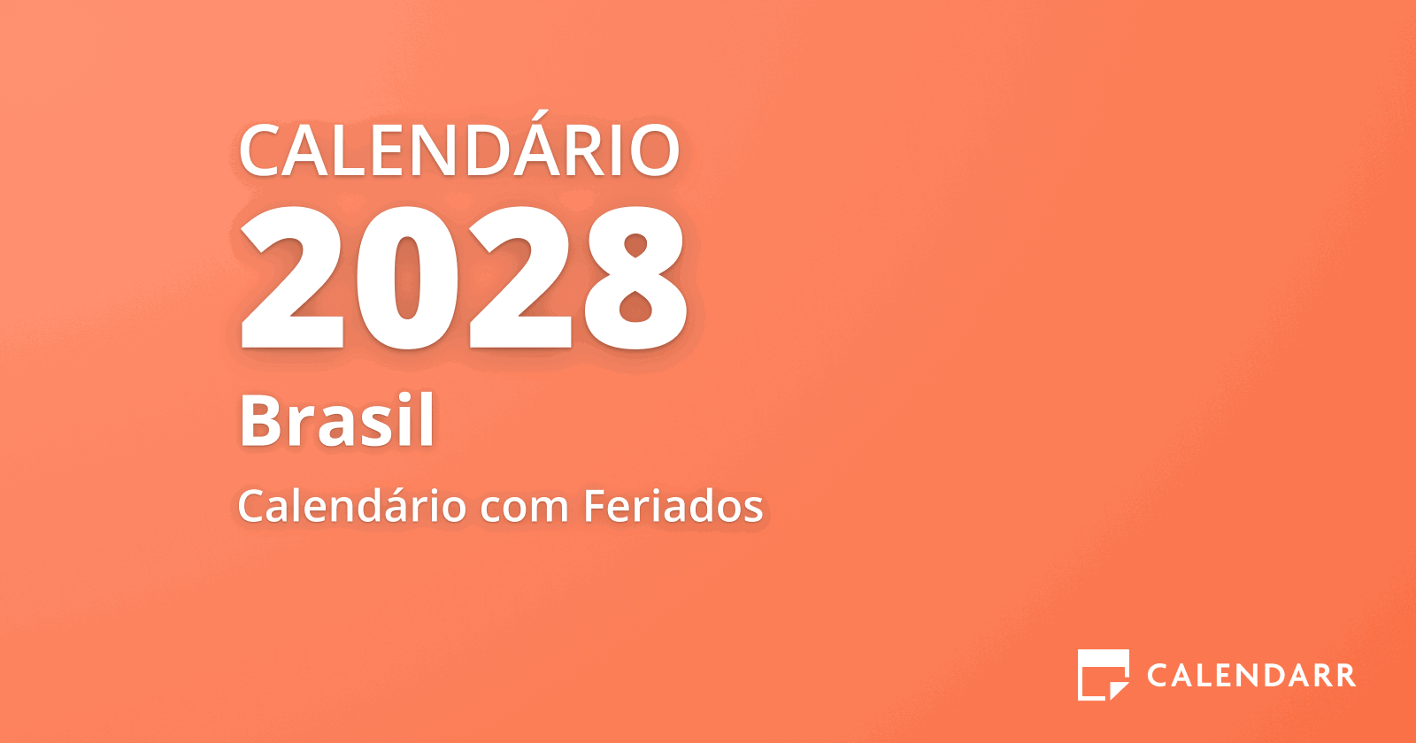 Calendário de Feriados 2028 - Calendarr
