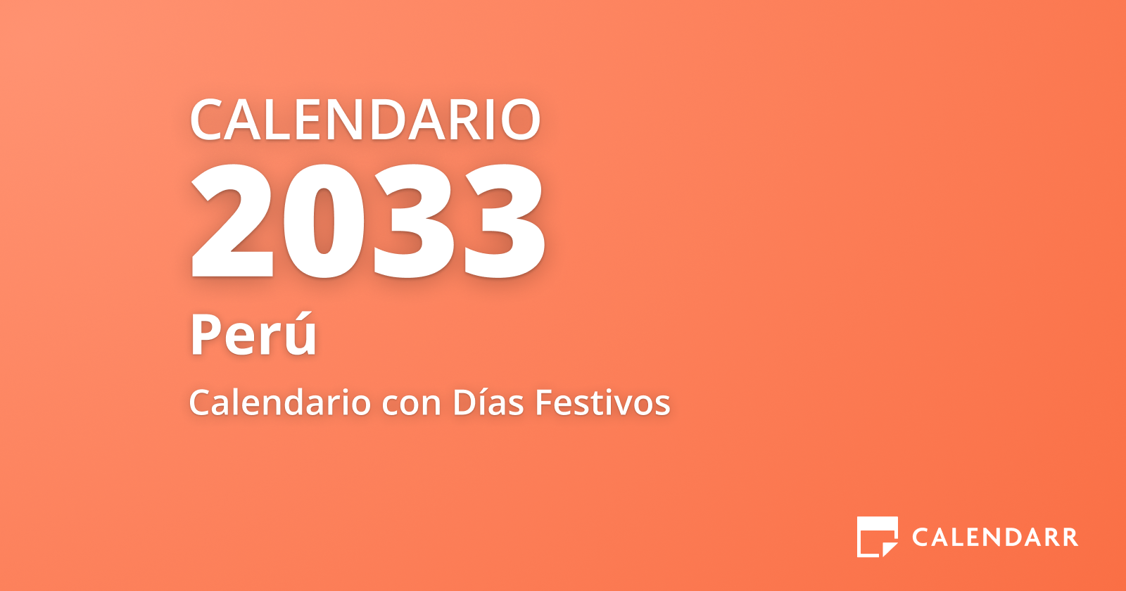 Calendario 2033 (Todos los Días Festivos y Fechas Importantes 2033 ...