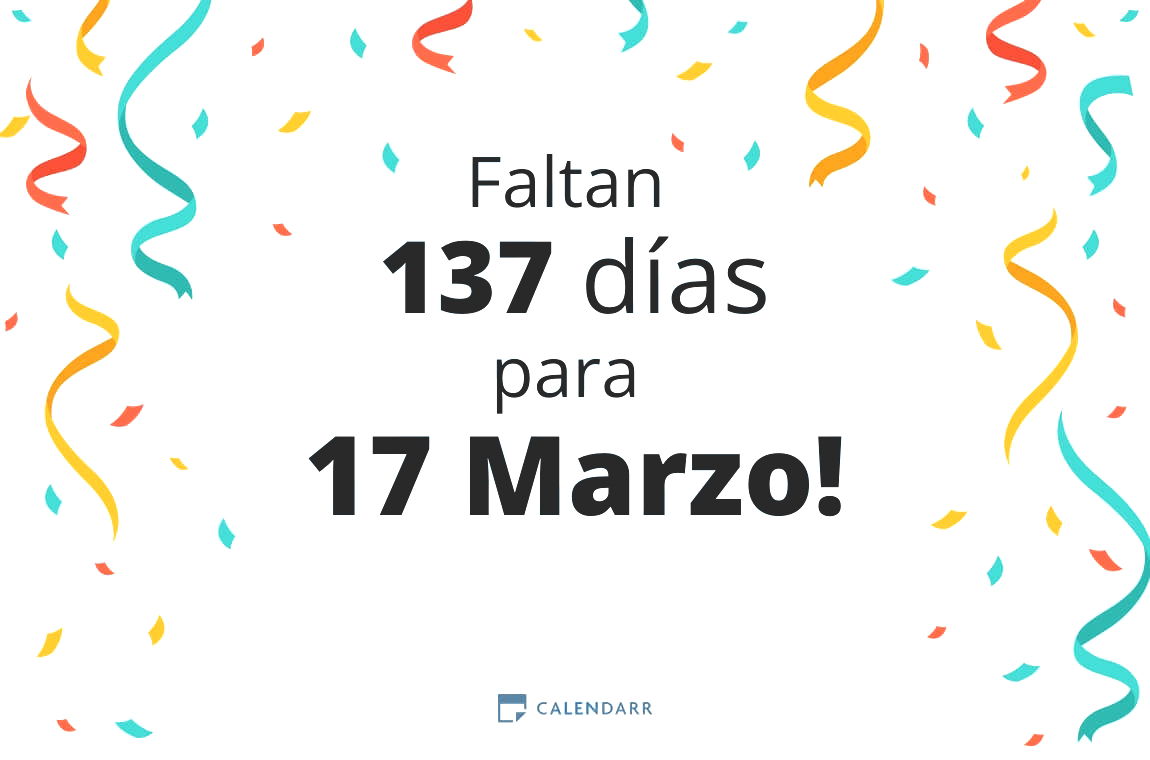 Descubre cuántos días faltan para 17 Marzo - Calendarr